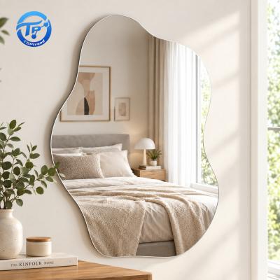 China Wholesale Wavy Shape Acrylic Wall Mirror, Frameless Irregular Acrylic Decor Mirror Supplied with Foam Double Sided Tape for sale