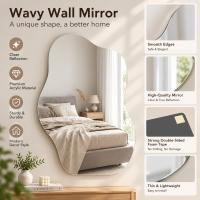 China Wholesale Wavy Shape Acrylic Wall Mirror, Frameless Irregular Acrylic Decor Mirror Supplied with Foam Double Sided Tape for sale