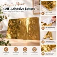 China Gold Mirror Acrylic Self Adhesive Alphabet Letters, 3D Stick-On Acrylic English Letters for Wall Sign, Home & Shop Wall Decor for sale