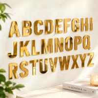 China Gold Mirror Acrylic Self Adhesive Alphabet Letters, 3D Stick-On Acrylic English Letters for Wall Sign, Home & Shop Wall Decor for sale