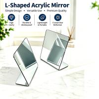 China L Shaped Acrylic Standing Mirror Shatterproof Kids Tabletop Mirror For Table Display for sale