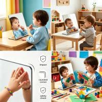 China L Shaped Acrylic Standing Mirror Shatterproof Kids Tabletop Mirror For Table Display for sale