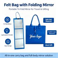 China Custom Logo Portable Felt Bag Foldable Mirror 3 Way Hanging Mirror Shatterproof Folding Mirror Set with Tote Bag for sale