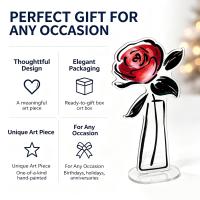 China Art Rose UV Printed Acrylic Decorative Standee, Clear Freestanding Desktop Acrylic Ornament for Home Table Decor for sale