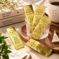 China Gold Mirror Acrylic Bookmark Tag, Custom Laser Engraved Acrylic Mirror Label for Gift & Party Favor for sale