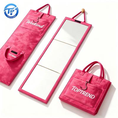 China Foldable PS Full Length Mirror, Converts Into Felt Carry Bag, Wall Hanging Full Body Dressing Mirror for sale