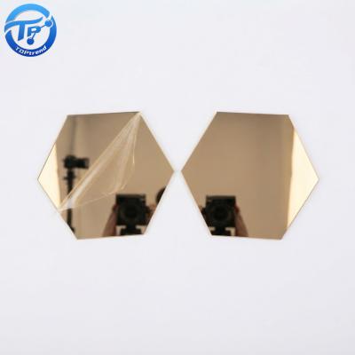 China Custom Amber Hexagon Acrylic Mirror Wall Stickers Self Adhesive Tinted Mirror Tiles for Home Wall Decor for sale