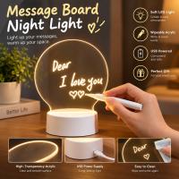 China Acrylic Erasable Message Board LED Night Light, Writable Desktop Note Lamp Romantic Gift for Home Decor for sale