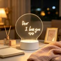 China Acrylic Erasable Message Board LED Night Light, Writable Desktop Note Lamp Romantic Gift for Home Decor for sale