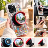 China Phone Grip Holder With Convex Mirror Airbag Collapsible Mobile Stand Finger Kickstand for Selfie Vlog Streaming Photography for sale