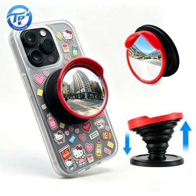 China Phone Grip Holder With Convex Mirror Airbag Collapsible Mobile Stand Finger Kickstand for Selfie Vlog Streaming Photography for sale