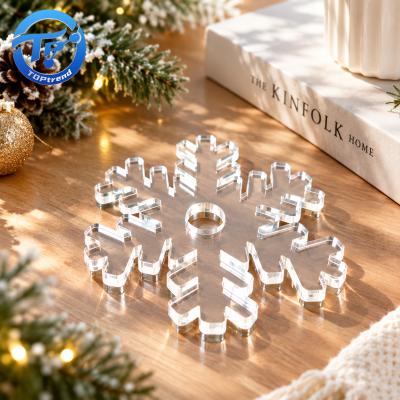 China Custom Laser Cut Acrylic Fabrication Service, Clear Acrylic Snowflake Christmas Decor Cutting & Engraving for sale
