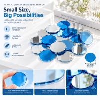China Mini Acrylic Two Way Mirror Sheet, Small Round Semi Transparent Acrylic Mirror Disc with Tabs for Infinity Light DIY Craft for sale