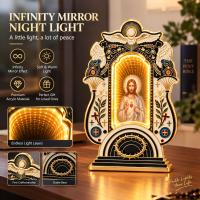 China LED Infinity Mirror Fridge Magnet, Jesus Sacred Heart Acrylic Refrigerator Magnet Religious Souvenir Gift for sale