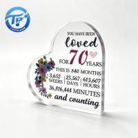 China Personalized Heart Clear Acrylic Standing Sign, UV Printed Acrylic Plaque for Party Keepsake Gift for sale