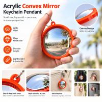 China Creative Acrylic Convex Mirror Keychain Pendant, Wide Angle Mini Convex Mirror with Ball Chain for Bag Backpack Decoration for sale