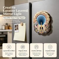 China Custom Infinity Mirror Fridge Magnet, LED Light Up Acrylic Refrigerator Magnet City Souvenir Gift for sale