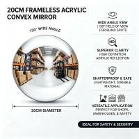 China Custom 20cm Frameless Acrylic Convex Mirror Shatterproof Wide Angle Security Mirror for Garage & Warehouse for sale