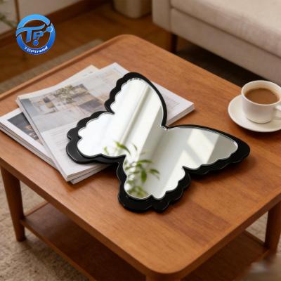 China Decorative Butterfly Acrylic Mirror with Black Acrylic Backing, Unique Wall Art Mirror for sale