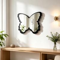China Decorative Butterfly Acrylic Mirror with Black Acrylic Backing, Unique Wall Art Mirror for sale