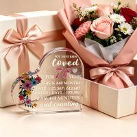 China Custom Heart Shaped Acrylic Block Plaque Engraved Birthday Keepsake Desk Decoration Gifts for Birthday & Anniversary for sale