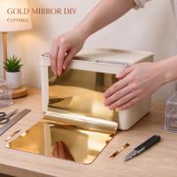 China Self Adhesive Gold PET Flexible Mirror Sheet, Metallic Rose Gold PET Mirror Film with Back Glue for Wall Decor for sale