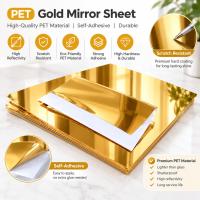China 0.4mm Ultra Thin Gold PET Mirror Sheet Flexible Self Adhesive Peel and Stick Wall Mirror Roll for Home Wall Renovation for sale