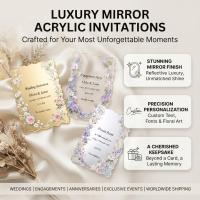 China Custom Laser Engraved Acrylic Wedding Invitations Luxury Gold Silver Clear Mirror Invitation Cards for Events for sale
