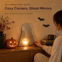 China Wholesale Ghost Shape Acrylic Semi-Transparent Mirror Halloween Spooky One-Way Reflective Decoration Ornament for sale