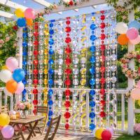China Mixed 2+3cm Round Plastic Mirror Film Sequin String Curtain Shiny Hanging Garland Party Wedding Backdrop Decor for sale