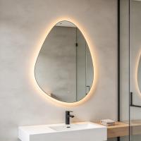 China Irregular Teardrop Acrylic LED Bathroom Mirror, Wall Mount Backlit Lighted Vanity Mirror for Home & Hotel Washroom Decor for sale