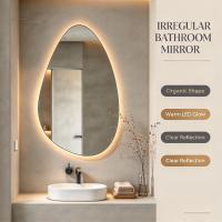 China Irregular Teardrop Acrylic LED Bathroom Mirror, Wall Mount Backlit Lighted Vanity Mirror for Home & Hotel Washroom Decor for sale