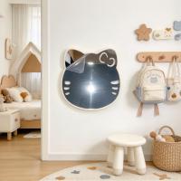 China Hollow Cutout Cat Head Acrylic Mirror, Shatterproof Cartoon Animal Wall Mirror for Nursery & Kids Bedroom Decor for sale