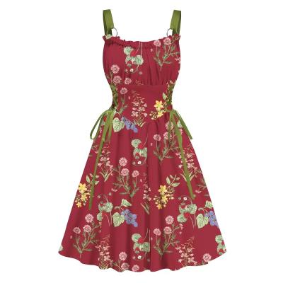 China Summer Dresses Featuring Floral Patterns Lightweight Breathable Material Perfect for Outdoor Events and Daily Wear for sale