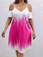 China 2026 Europe and America Summer and Autumn New Off-Shoulder Shimmer Print Design V-Neck Fashionable Elegant Plus-Size Slim Dress for sale