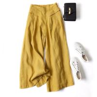 China Linen wide-leg cropped pants, breathable thin loose cotton-linen skirt pants, ethnic style vintage pants for sale