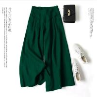 China Linen wide-leg cropped pants, breathable thin loose cotton-linen skirt pants, ethnic style vintage pants for sale