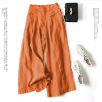 China Linen wide-leg cropped pants, breathable thin loose cotton-linen skirt pants, ethnic style vintage pants for sale