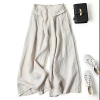 China Linen wide-leg cropped pants, breathable thin loose cotton-linen skirt pants, ethnic style vintage pants for sale
