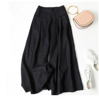 China Linen wide-leg cropped pants, breathable thin loose cotton-linen skirt pants, ethnic style vintage pants for sale