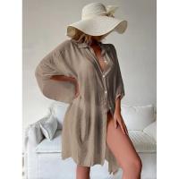 China 2026 New Style Slub Cotton Loose-Fit Beach Cardigan Sun-Protective Bikini Cover-Up for sale