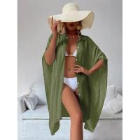 China 2026 New Style Slub Cotton Loose-Fit Beach Cardigan Sun-Protective Bikini Cover-Up for sale