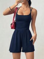 China 2026 Summer New Women's Strappy Casual Tube Top Jumpsuit Shorts Wide-Leg Loose Fit for sale