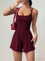 China 2026 Summer New Women's Strappy Casual Tube Top Jumpsuit Shorts Wide-Leg Loose Fit for sale
