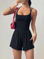 China 2026 Summer New Women's Strappy Casual Tube Top Jumpsuit Shorts Wide-Leg Loose Fit for sale