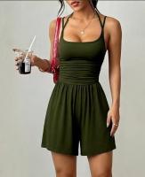 China 2026 Summer New Women's Strappy Casual Tube Top Jumpsuit Shorts Wide-Leg Loose Fit for sale