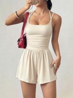 China 2026 Summer New Women's Strappy Casual Tube Top Jumpsuit Shorts Wide-Leg Loose Fit for sale