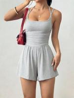 China 2026 Summer New Women's Strappy Casual Tube Top Jumpsuit Shorts Wide-Leg Loose Fit for sale