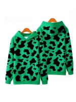 China Modern Women's T-Shirt with Bold Green and Black Colorblock and Unique Irregular Cow Print Patterns in Breathable Cotton-Blend Fabric for sale