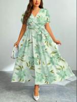 China 2026 New V-Neck Printed Dress with Artistic Vacation Prints and Face-flattering Design for Casual Vacations for sale